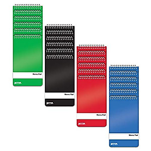 Spiral Memo Pads, 24 Pack, 3 x 5 inches, 60 Sheets, College Rule, by Better Office Products, Assorted Solid Colors, 24 Pack