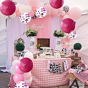 95 Pcs Cow Balloons, 12” Pink Cow Print Balloon Confetti Helium Latex Balloons for Birthday, Baby Shower, Cow Print Party, Cowgirl Rodeo Party, Farm Party Decorations Supplies
