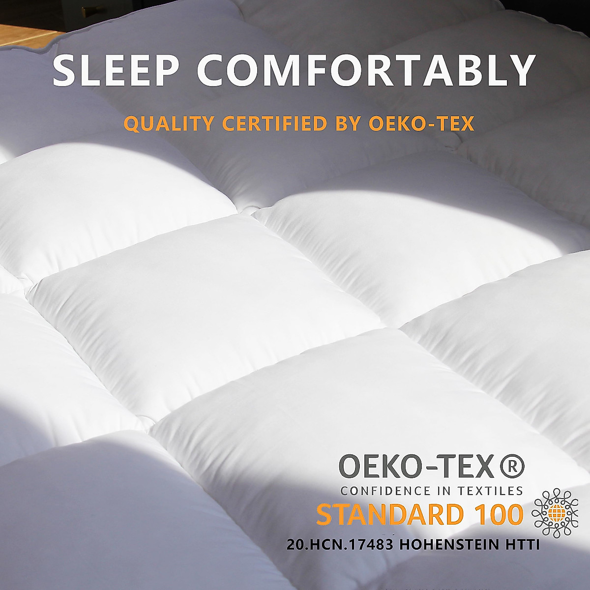 Naluka Mattress Topper Twin Size, Down Alternative Overfilled White Pillow Top Mattress Cover Plush Super Soft 2 Inch Thick Mattress Pad