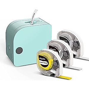 Label Maker Machine with Tape - Mini Label Maker P12 with Multiple Fonts & Stickers, Bluetooth Thermal Label Printer Compatible with 12mm Color Tape, Ideal for Home Organization, with 3 Pack Tape