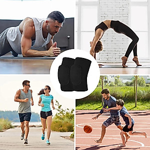 Wanlvhu Protective Sponge Knee pads for Volleyball, Soft Breathable Knee Support Knee Brace for Adult Kids Sports Dance Football Gym Skating (Full Black, Small)