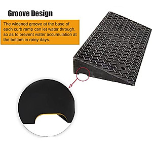 Threshold Ramp, Rubber Ramps for Wheelchairs/Driveway/Scooters, 4/5/6inch Rise Heavy Duty Curb Ramp Threshold Ramps for Garage Garden Parking Lots (Size : 14cm/5.5in)