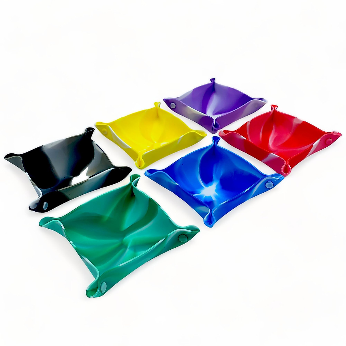 Luck Lab Board Game Storage Bowls, 6-Pack | Folding Tray Accessory Holds Tabletop Bits, Chits, Pieces | Swirl Colors | Bonus Storage Bag