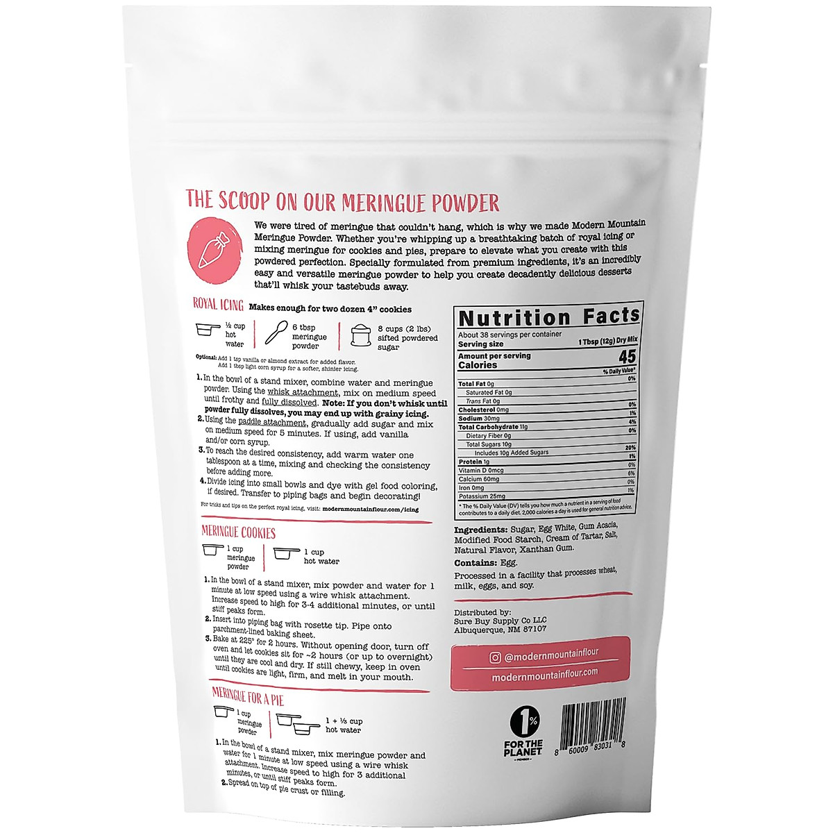 Meringue Powder (1 lb) For Royal Icing, Meringue Cookies, & Meringue for Pies - Perfect for Cookie Decorating - Create Incredible Royal Icing or Frosting for Sugar Cookies - Complete Mix - Non-GMO