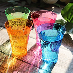 supernal 10oz Neon Plastic Tumbler Cups(Set of 96) Rainbow Plastic Drinking Glasses, Colorful Plastic Cups Perfect for Super Bowl Party Birthday