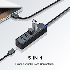 SmartQ 4-Port USB 3.0 Hub with 3-Foot Extension Cable, Compatible with Laptops, Windows PCs, Mac, Printers, External Hard Drives...…