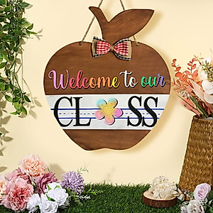 Welcome to Our Porch Sign Welcome To Our Wooden Hanging Sign Interchangeable Shape Teacher Classroom Sign Teacher Gift School Gift Personalized Teacher Large Shelf Decorations for Living Room