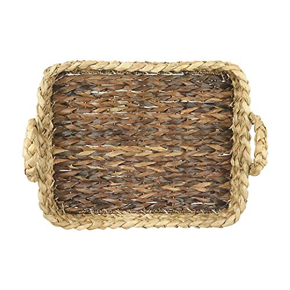 Bloomingville Decorative 22" L Handwoven Seagrass Tray with Handles Basket, Brown