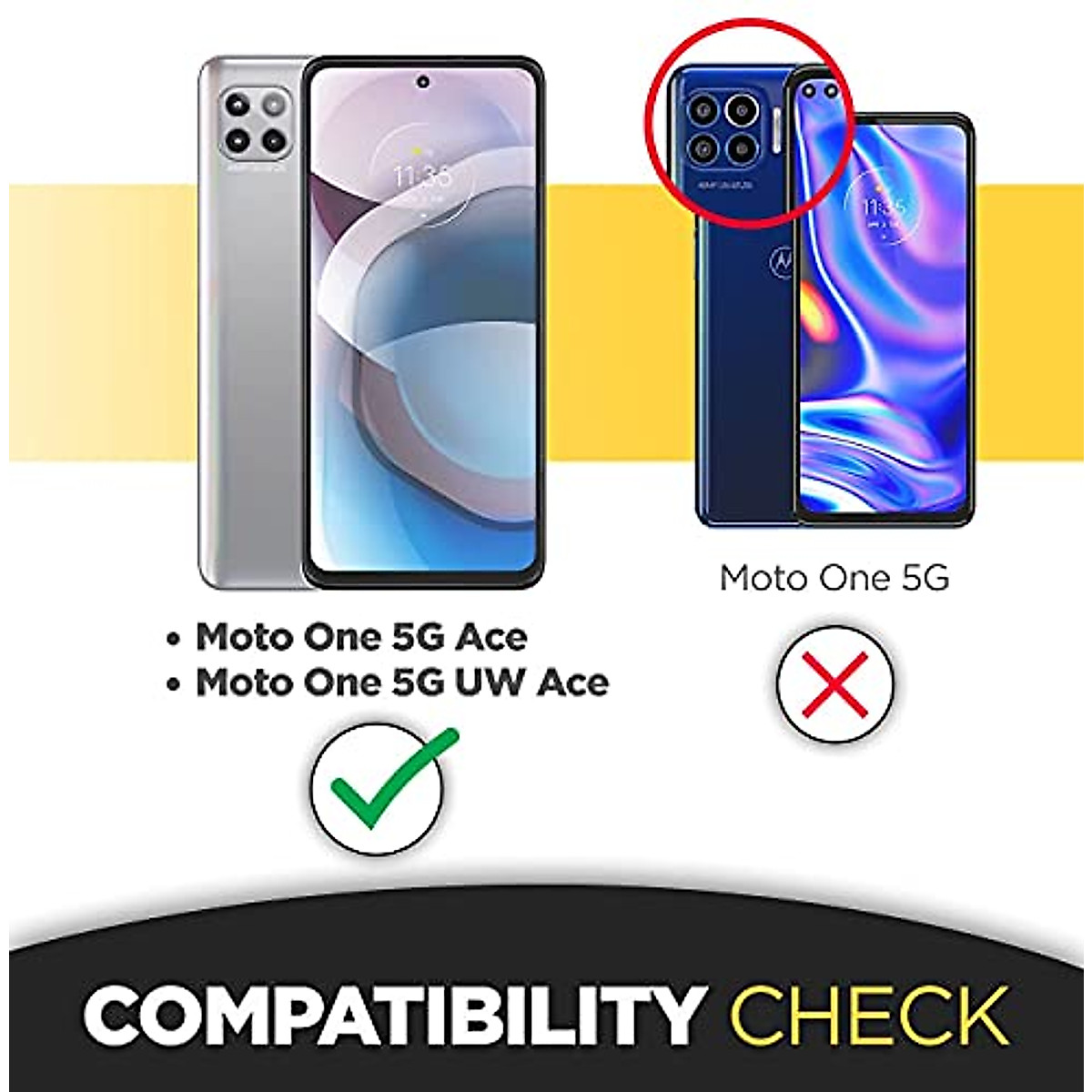 Encased Belt Case for Motorola One 5G ACE Case with Screen Protector and Holster Clip - Heavy Duty Protection for Moto One 5G UW Ace (Black)