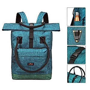 TOURBON Nylon Roll-top Clip-On Bike Panniers Women's Shoulder Tote Bag (Blue)