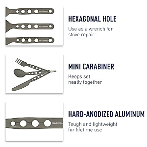 Sea to Summit Alpha Set Camping Cutlery Set with Knife, Fork, and Spoon