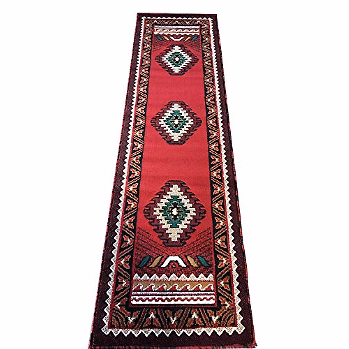 South West Native American Runner Area Rug Red Design D143 (2ft.x7ft.)