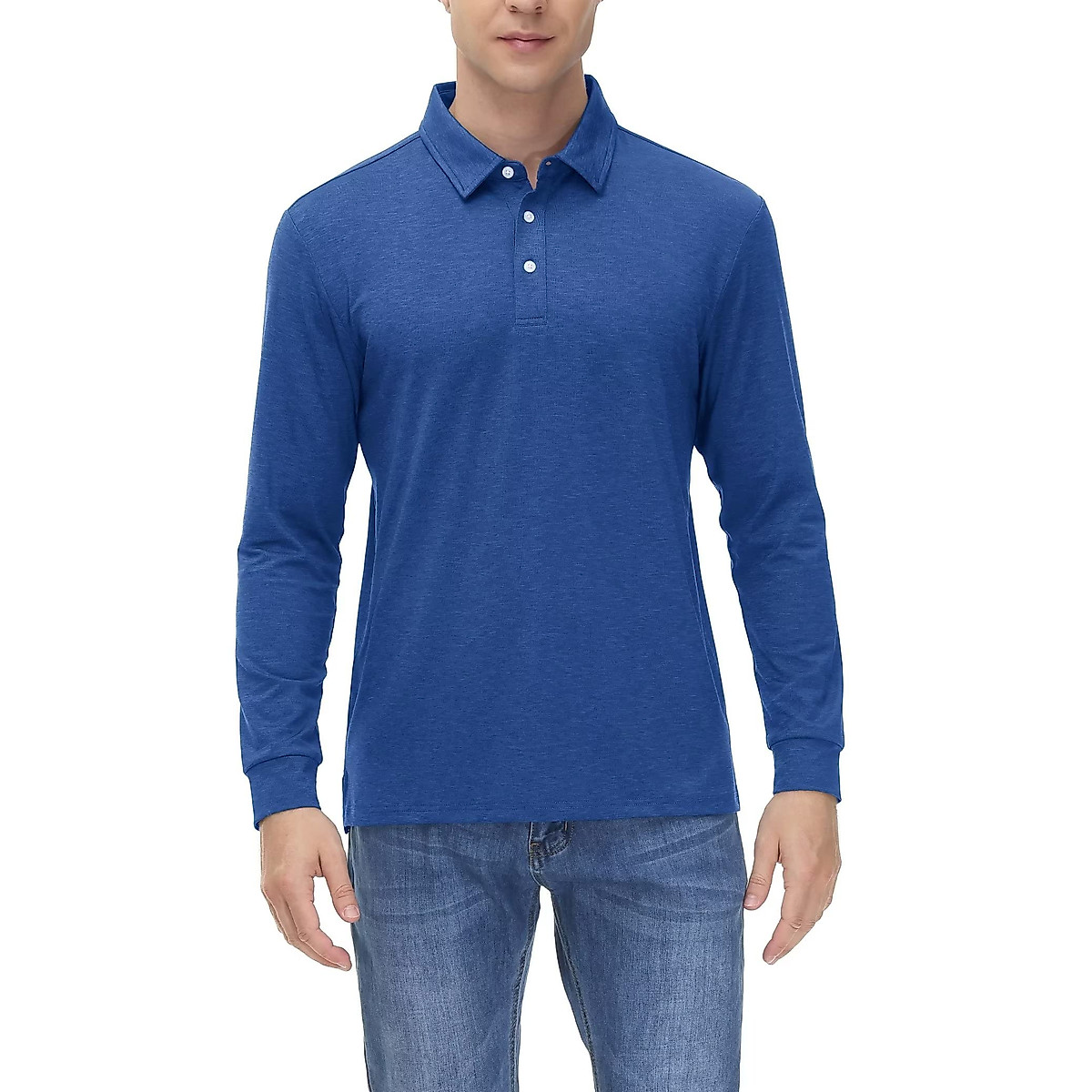 MAGCOMSEN Mens Shirt Long Sleeve Golf Shirt Men Polo Shirts Men Mens Golf Polo Shirts Performance Polo Shirts for Men Hiking Shirts for Men Dark Blue