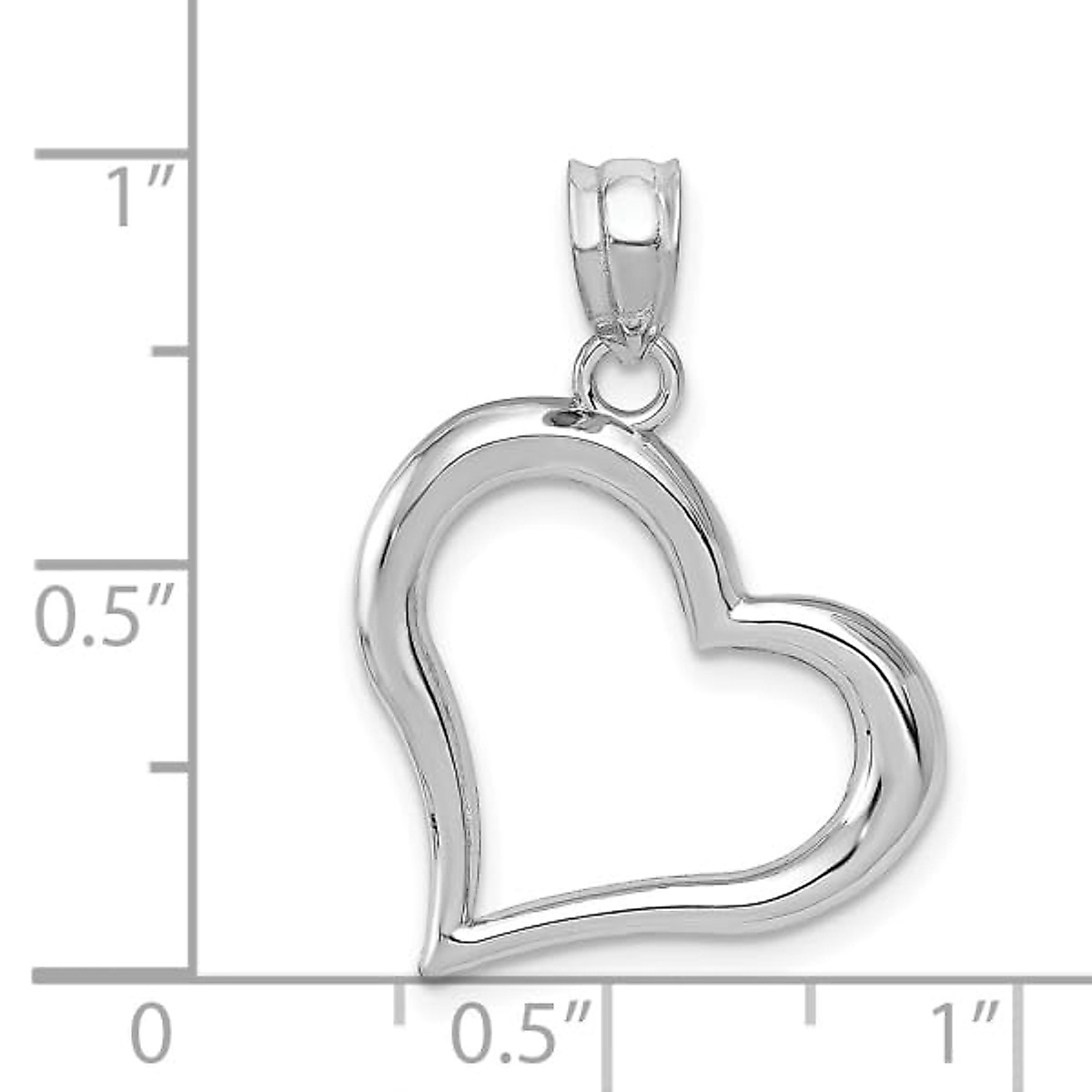 IceCarats 14K White Gold Heart Necklace Love Pendant Charm 25mm x 19mm Only