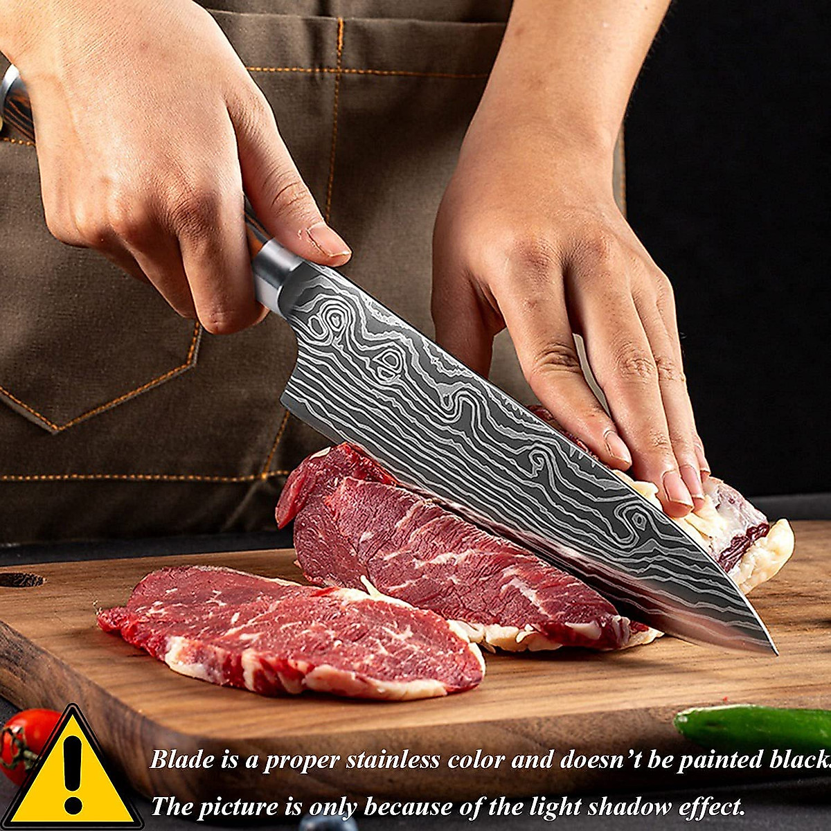 Chef Knife, 8 Inch Professional Kitchen Chef Knife with Sheath, German High Carbon Stainless Steel Ultra Sharp Knife, Chef Knives with Ergonomic Handle and Gift Box