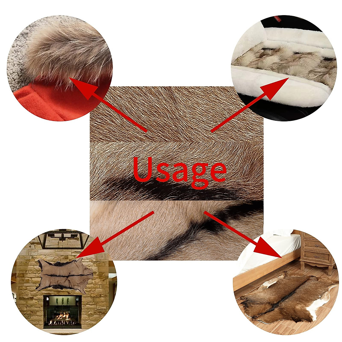 Natural Tanned Antelope Fur Pelts Real Goat Hides Sheepskin Leather Fur Rugs Handbag Scarf Clothing Accessories (Light Brown, Length: 15.7-26 in, Width: 11.8-21.6 in),1 pcs