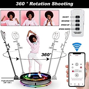 GGMEEK 360 Photo Booth Machine for Parties,360 Slow Motion Photo Booth, 2 People Stand on Remote Control Automatic Spin 360 Video Camera Booth Spinner 26.8'' with Flight Case