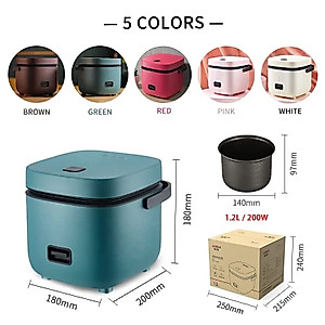 ANNAPURNA DISTRIBUTOR Mini Rice Cooker, Healthy Ceramic Coating 1.2L Small Rice Cooker hold 1-2.5 cups uncooked rice for 1-3 People, Portable Travel Rice Cooker with Steam Tray, Easy to use. (Brown)