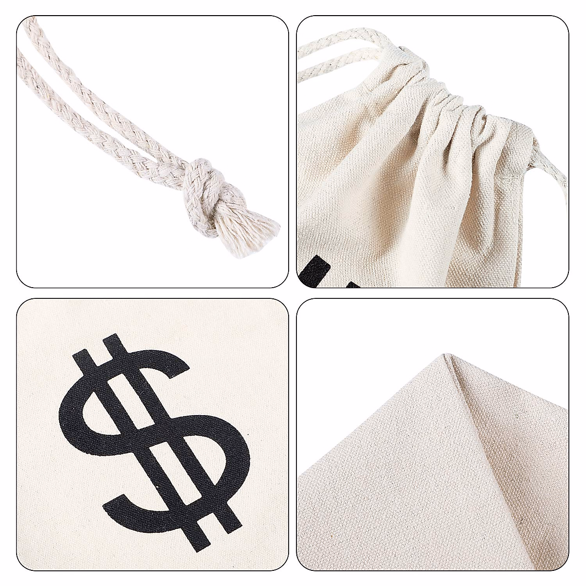 Robber Costume Set, Include 11.8x15.7inch Dollar Sign Money Bag, Black Gloves, Eye Mask for Halloween Party Pirate Thief Cosplay Costume