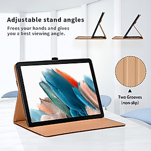 Case for Samsung Galaxy Tab A8 10.5 inch 2022 (SM-X200/X205/X207), Premium PU Leather Tablet Case with Hand Strap Large Pocket Auto Wake/Sleep Smart Cover, Gray