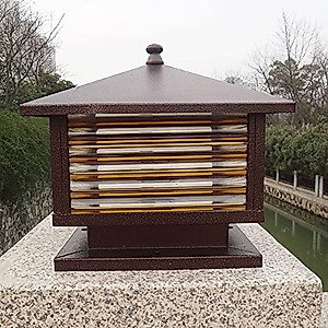 JSBDPHW European Style LED Pillar Lamp Outdoor Courtyard Garden Column Light Waterproof IP65 Aluminum Square Post Light Villa Fence Gate Decoration Landscape Light