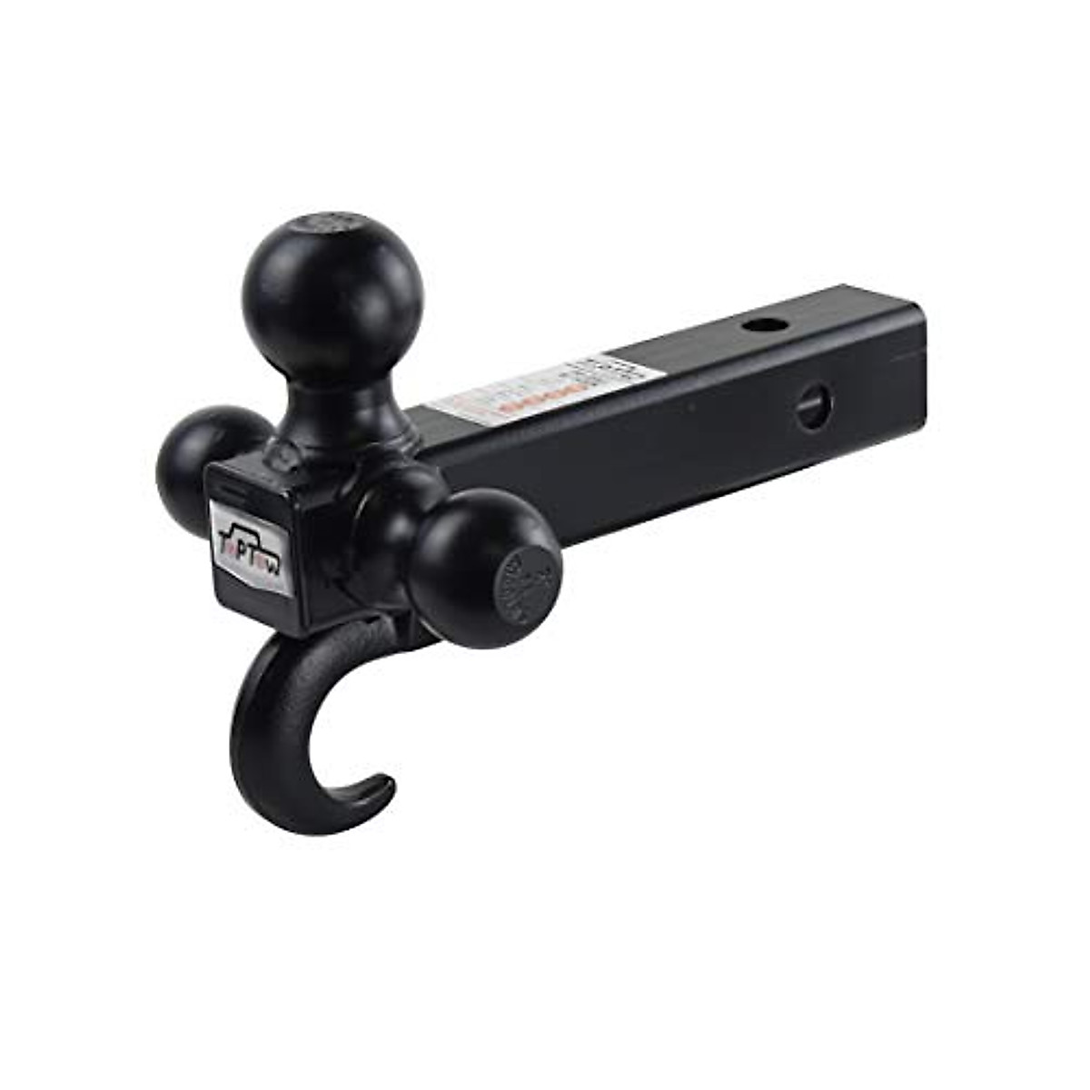 TOPTOW 64181 Trailer Receiver Hitch Tri Ball Mount with Hook Black Balls Fits for 2 inch Receiver