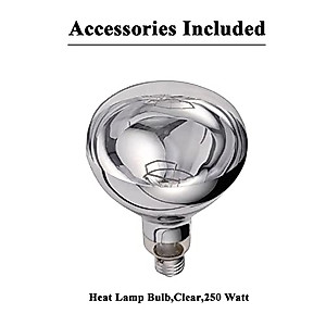 KOUDA Single Bulb Food Heat Lamp Restaurant Food Warmer Light Portable Heating Lamps (Single Arm) Silver