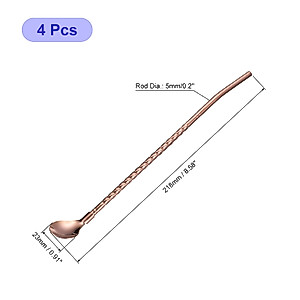 uxcell Stainless Steel Spoon Straws, 4Pcs 8.6" Reusable Metal Long Handle Drinking Straws Spoon for Milkshake Drinks Cocktail, Rose Gold