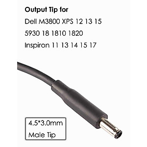 Tip Adapter Converter Cable for Dell 45w 65w 90w, Dongle Tip Connector Charging Converter Adapter Cord Power Supply Cable for Dell Laptop for D5g6m 0d5g6m XPS 12 13 Inspiron 11 13 14 15 17 - 2Pack