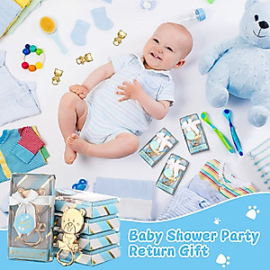 30 Packs Bear Bottle Opener Bear Baby Shower Favors Bear Shaped Baby Shower Bottle Opener Favors Metal Beer Bottle Opener with Packaging Box for Guest Souvenir Birthday Gifts Decoration (Blue Box)
