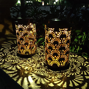 JOYBee 2pcs Solar Lantern Outdoor-Hanging Solar Lanterns- Waterproof Lantern Solar Lights Outdoor- LED Table Solar Lights for Patio Garden Courtyard Porch Courtyard Pathway Decorative