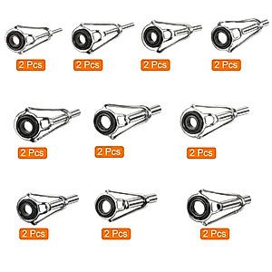 PATIKIL 1.6-3.6mm Tube Dia Fishing Rod Tips Repair Kit, 10 Pack Iron Ring Guide for Saltwater Freshwater Fishing, Silver Tone