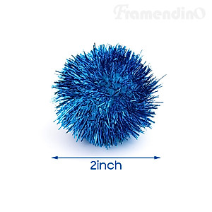 Framendino, 12 Pack 2 Inch Glitter Tinsel Sparkle Fuzzy Balls Pom Poms Ball for DIY Craft Decorations