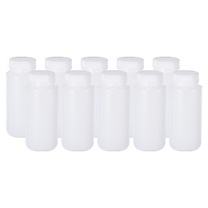 PATIKIL 15 Pcs 500ml Reagent Bottles, HDPE Wide Mouth Round Bottles with Screw Cap for Lab Water Reagent Liquids Solid Sample Storage Seal, Translucent White