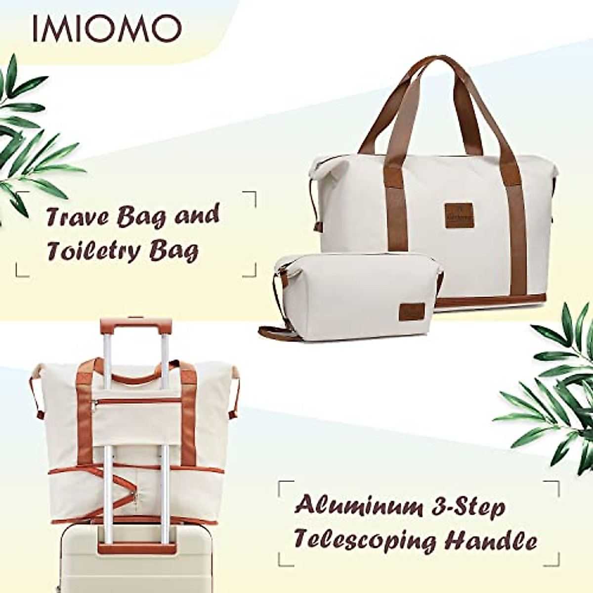 imiomo 24 IN Checked Luggage, Suitcase with Spinner Wheels, Hardside 3PCS Set Lightweight Rolling Travel Luggage with TSA Lock(24"/Beige)