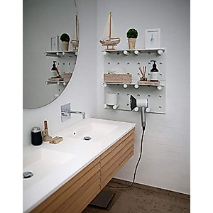 Morspace Peg Board Wall Display - Beautifully organise Your Home, Garage, Kitchen, Bedroom or Office Space with pegboard Wall décor and Organization (White)