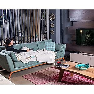 Rumi&Shams Cotton Throw Blankets | Turkish Blanket (52x70 Inches - 8 Colors) | 100% Turkish Cotton Sofa Throw | Striped Chevron Pattern | Summer Throw Blanket | Gray Throw Blanket for Couch