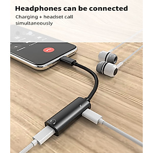 Iphone Headphone Adapter Audio and Charge Dongle Jack Splitter 2 in 1 Dual Lightning Adaptador Para Charger AUX Cable MFI Certified Compatible for 13 12 11 Pro Max Mini Xs Se 7 X Xr 8 Plus Music