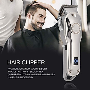 Akozon Hair Clipper Beard Trimmer for Men Professional Cordless LCD Display Intelligent Hair Cutting Kit for Facial Hair Grooming Trimmer with Guide Comb Adapter Cleaning Brush