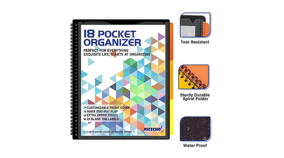 18-Pocket Poly Project Organizer - School & Office Folder