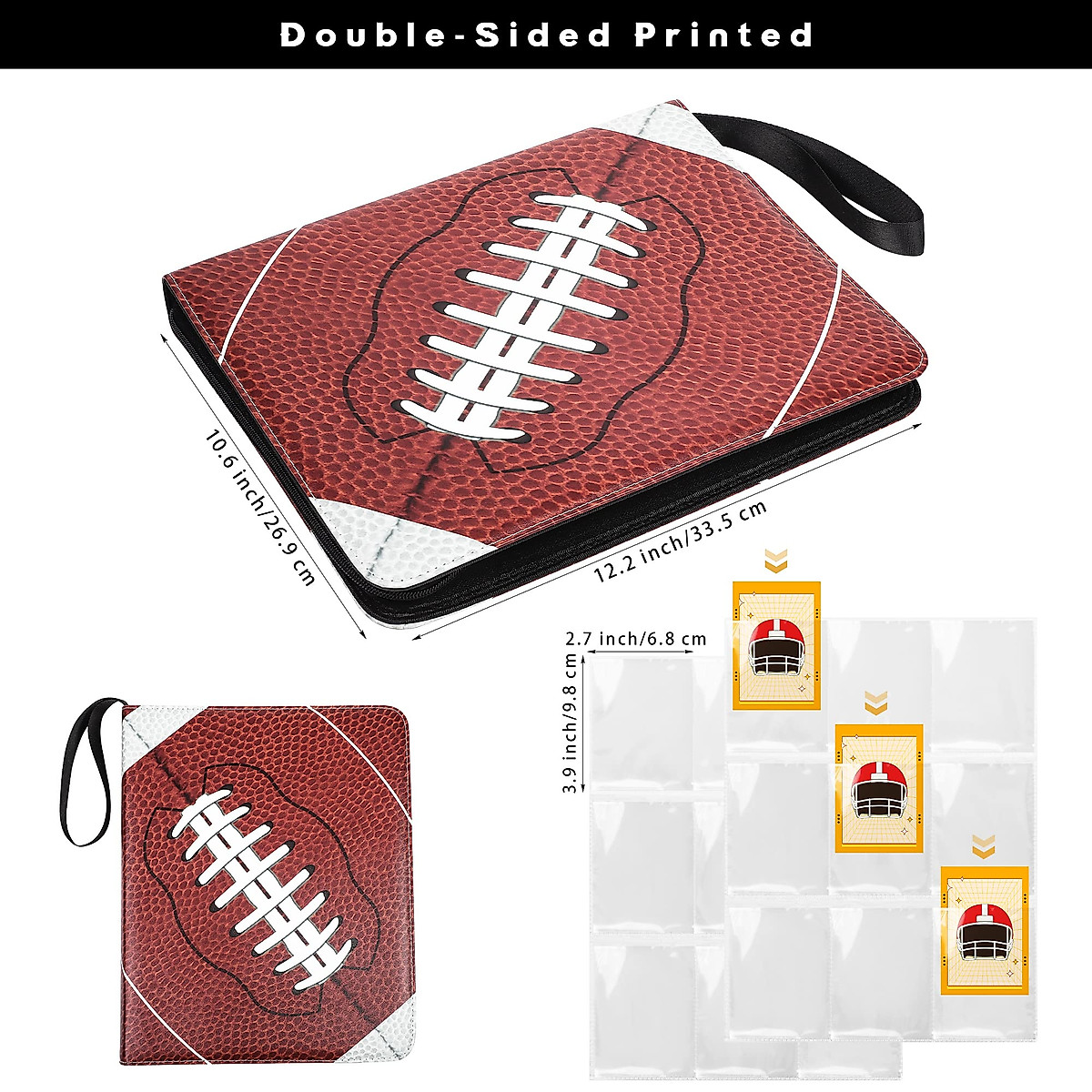 Elcoho 900 Pockets Football Card Binder for Trading Cards Holder with Sleeves Album Cards Holder Protectors with 3 D-Ring Album for Sports, Football Card Collection Storage