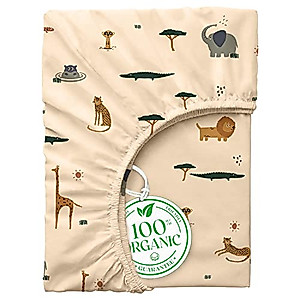 Premium Diaper Changing Pad Cover - Pack of 1 for Standard Baby Changing Table, 100% Organic Cotton, Universal Fit with Safety Slots - Changing Table Cover, Soft, Breathable & Stretchy