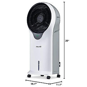 Newair Evaporative Cooler 470 CFM 250 sq. ft. Freestanding Home Air Cooler 3 Fan Speeds 1.45 Gallon Water Tank, White Easy Glide Wheels Remote Control Included