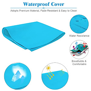 Tangkula 2-Person Patio Lounge Chair, Outdoor Rattan Double Wicker Daybed Chaise Lounge Chair with Adjustable Backrest Wheels & Cushion, Patio Sofa for Garden Lawn Backyard (Turquoise)