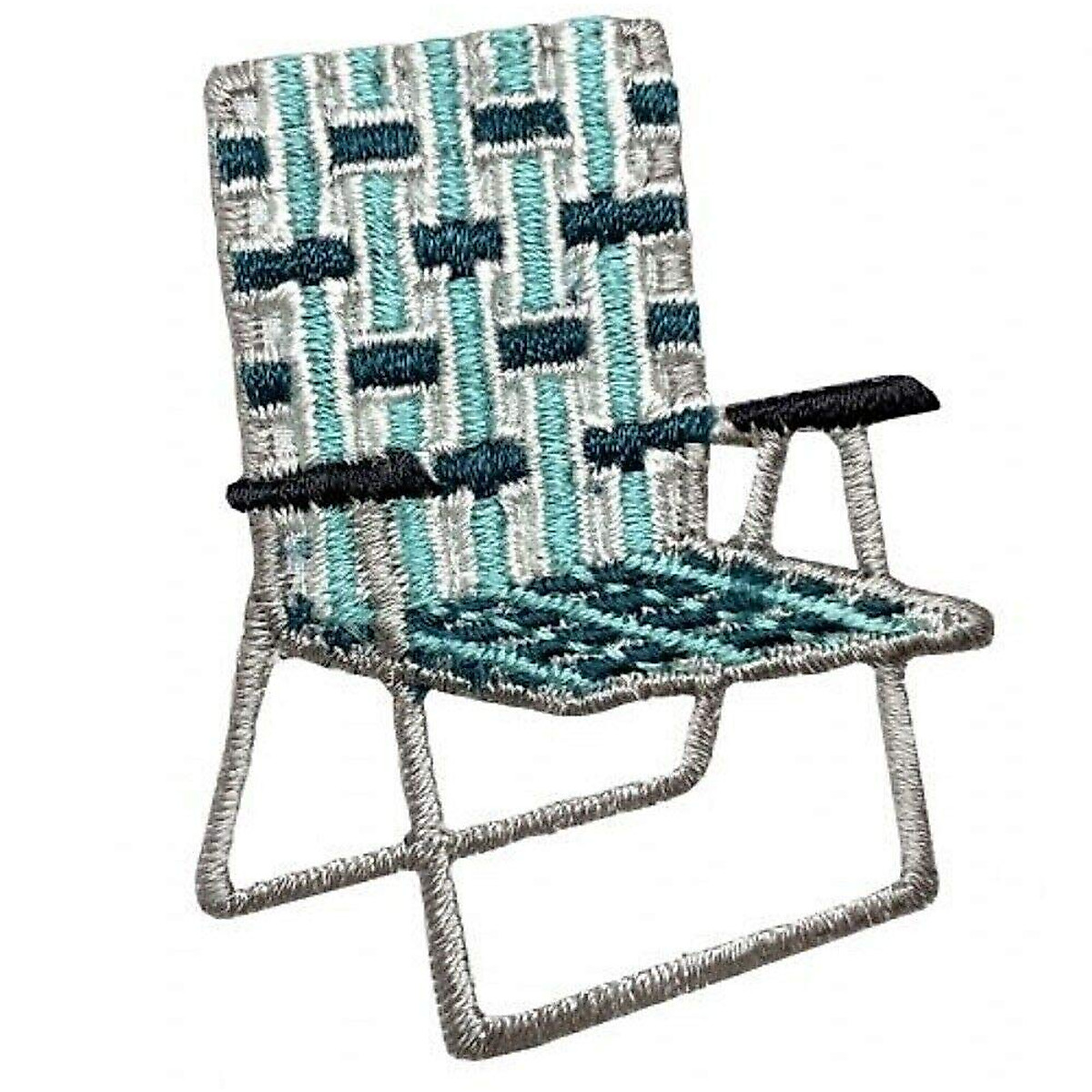 Lawn Chair Iron on Applique Patch, Camping Webbed Seat Badge 2" for Hats, Shirts, Shoes, Jeans, Jacket