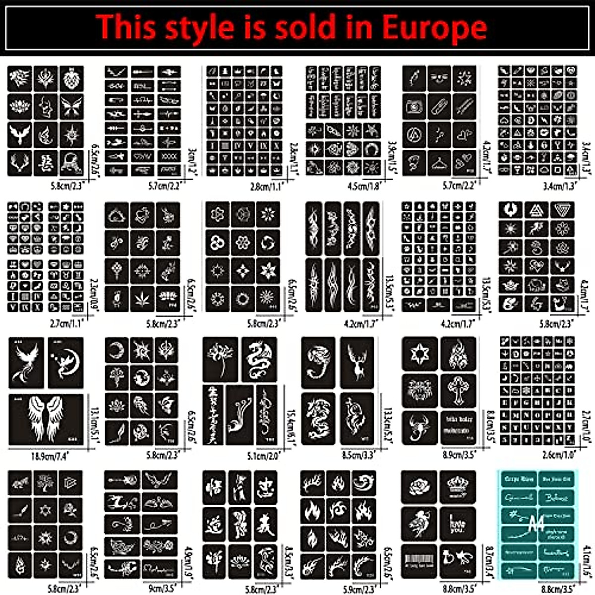 Aresvns 550+ PCS Temporary Tattoo Stencils with Body Painting Pen,24 Sheets Henna Tattoo Templates Reusable for Women,Glitter Tattoo Stencils,Airbrush Tattoo Stencils,Body Art Template