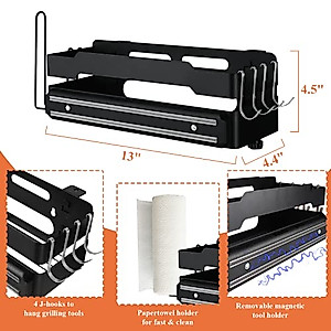 Griddle Caddy with Magnetic-Griddle Caddy Space Saving BBQ Accessories Storage Box with Paper Towel Holder for 28"/36" Blackstone Griddles