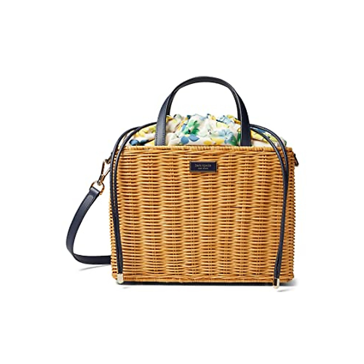 Kate Spade New York Sam Wicker Floral Medley Printed Fabric Medium Satchel Parchment Multi One Size
