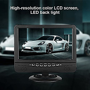 SWEDEN Portable 9 Inch Car Analog TV Player LCD Color Screen Radio Mini Digital Wide Viewing Video Player Monitor-US Plug