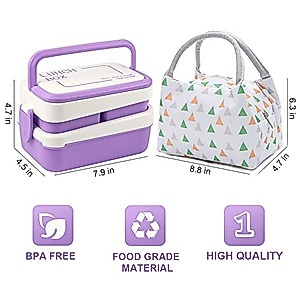 MOFELE Bento Box Adult Lunch Box, Bento Box For Adults, 2 Layer BPA-Free Bento Box With Bag, Utensils, 3 Compartment Bento Box With Handle, Microwave/Dishwasher Safe Cute Bento Box